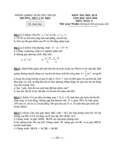 Đề Thi HK2 Toán 7 - THCS Bình Trị Đông | DOCX | Physics | Science