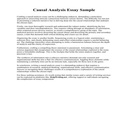 Causal Analysis Essay Sample. Taft College | PDF
