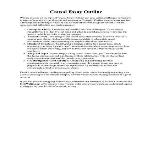 Causal Essay Outline. . How to Write an Essay Outline: Complete Guide ...