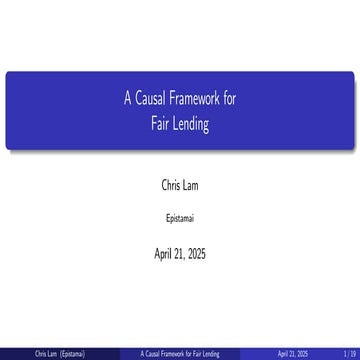 A Causal Framework for Fair Lending | PDF