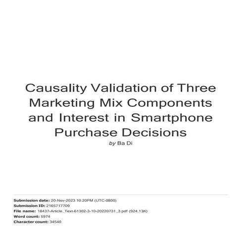 Causality Validation of Three Marketing Mix Components and Interest in ...