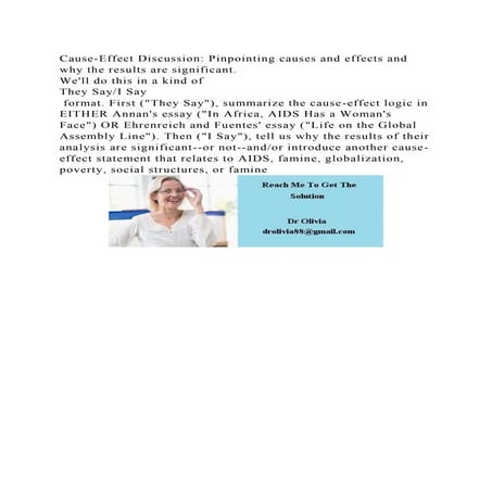 Cause-Effect Discussion Pinpointing causes and effects and why the .docx