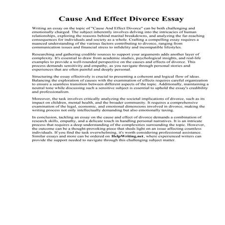 Cause And Effect Divorce Essay | PDF