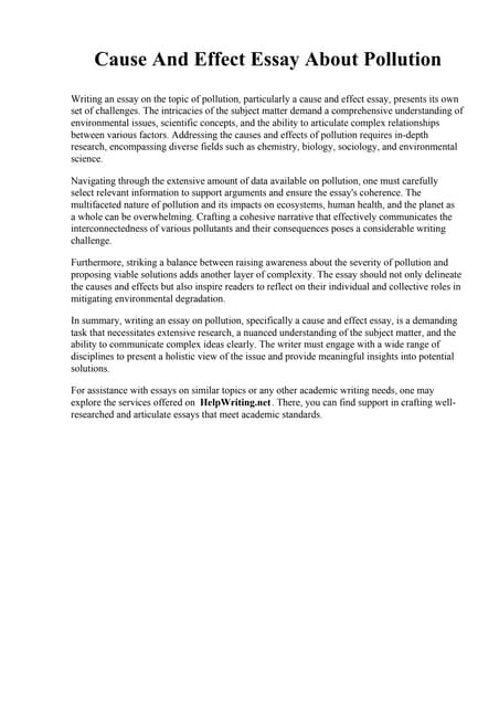 Essay On Environment Pollution. ATS Institute of Technology | PDF