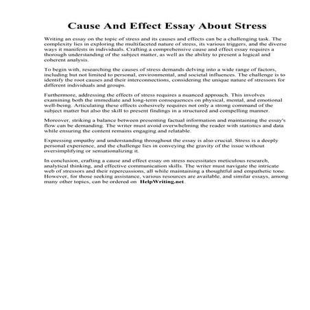Cause And Effect Essay About Stress. 004 Essay Example Effect Of Stress ...