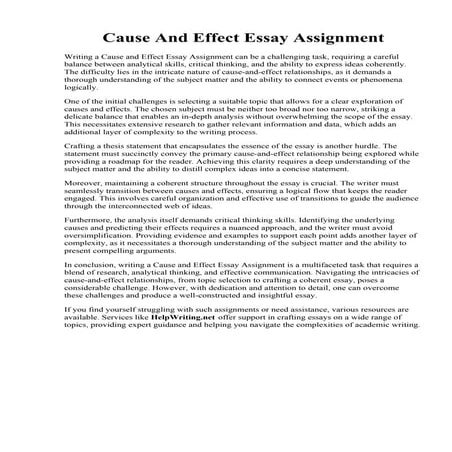 Cause And Effect Essay Assignment. Cause and Effect Essay Examples ...