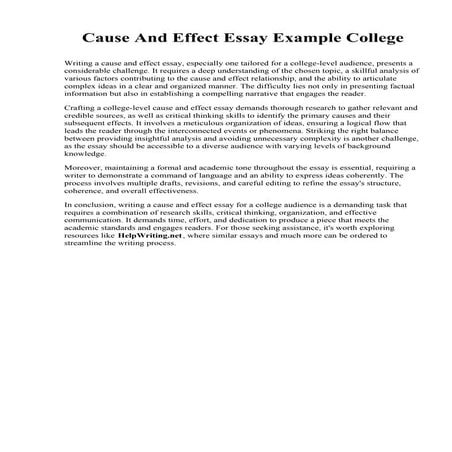 Cause And Effect Essay Example College.pdf