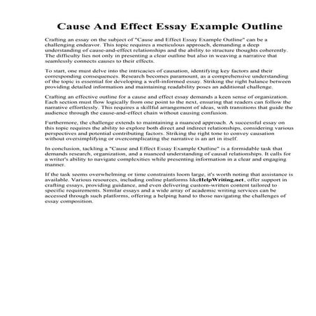 Cause And Effect Essay Example Outline | PDF