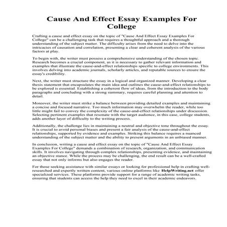 Cause And Effect Essay Examples For College | PDF