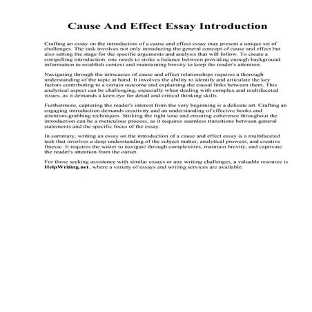 Cause And Effect Essay Introduction. Bryan College of Health Sciences | PDF