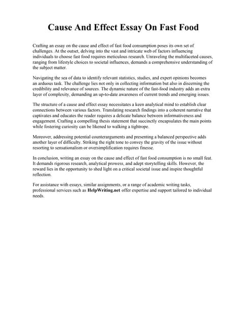 Fast Food Nation Essay. Jubilee University | PDF | Food Industry ...