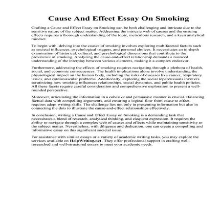 Cause And Effect Essay On Smoking | PDF