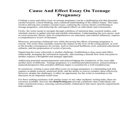 Cause And Effect Essay On Teenage Pregnancy | PDF