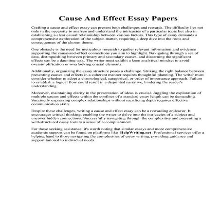 Cause And Effect Essay Papers | PDF
