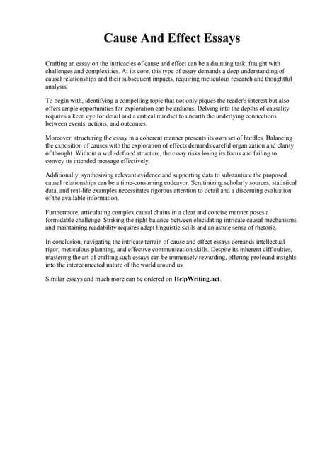 How To Write An Cause And Effect Essay | PDF