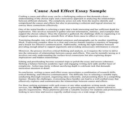 Cause And Effect Essay Sample | PDF
