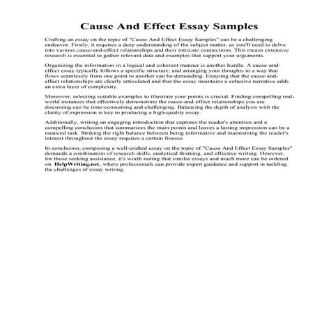 Cause And Effect Essay Samples. 2 Cause and Effect Essay Examples That ...