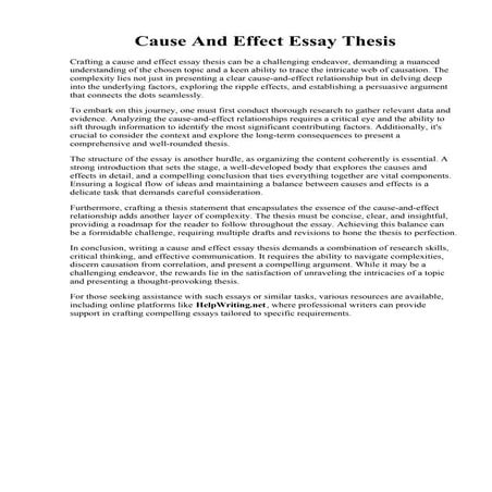 Cause And Effect Essay Thesis | PDF