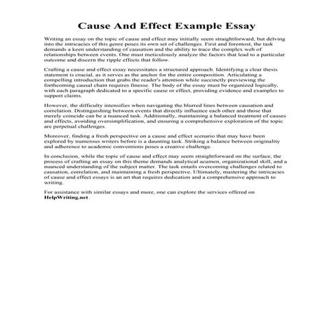 Cause And Effect Example Essay | PDF