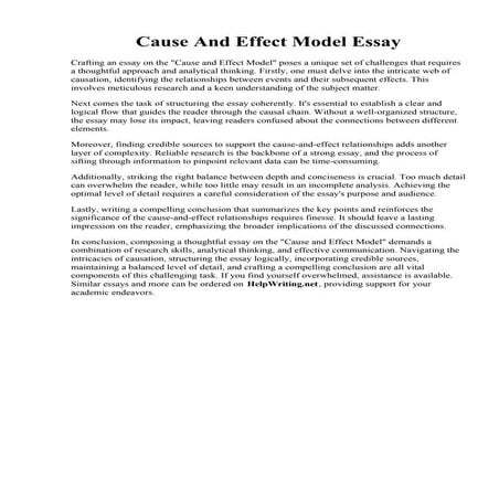 Sample Cause And Effect Essays | PDF