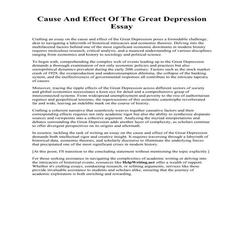 Essay On Great Depression | PDF