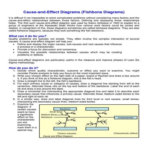 Cause & effect diagrams | PDF