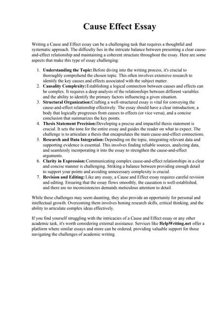 Cause and-Effect Essay Writing | PPTX