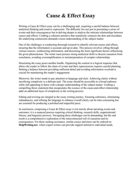 Writing Cause And Effect Essays | PDF