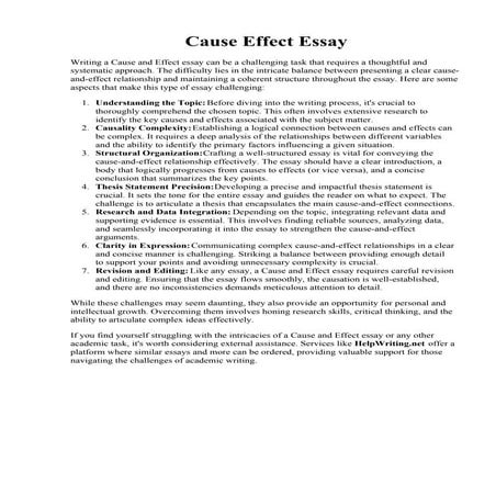 Cause Effect Essay. 40 Cause and Effect Essay Topics for Students ...