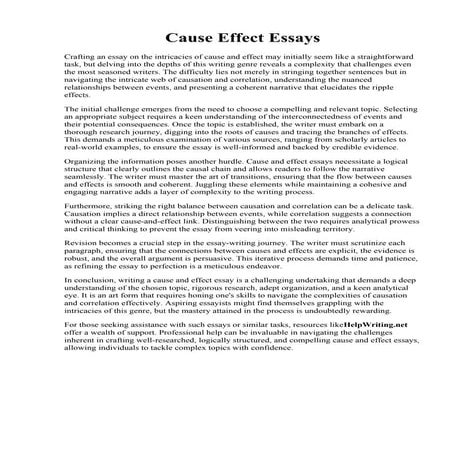Cause Effect Essays. Why are cause and effect essays written | PDF