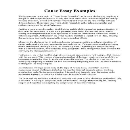 Cause Essay Examples. Cause and effect essay | PDF