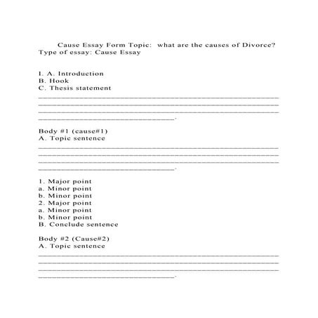 Cause Essay Form Topic what are the causes of Divorce Type .docx