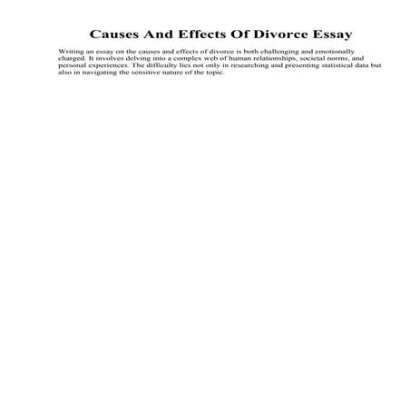 Causes And Effects Of Divorce Essay. Sample Essay On Divorce | PDF