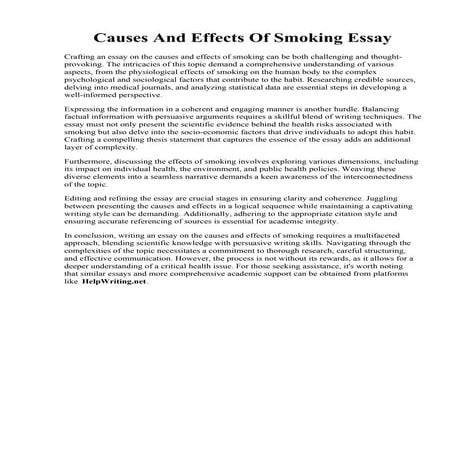 Causes And Effects Of Smoking Essay | PDF