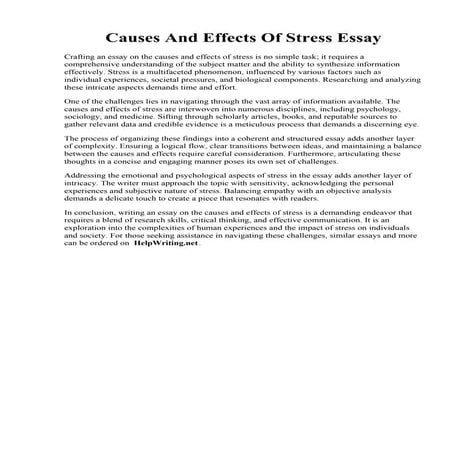 Causes And Effects Of Stress Essay | PDF