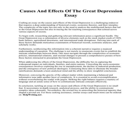 Essay On Great Depression | PDF