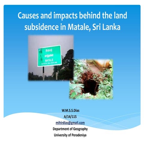Land subsidence in Matale, Sri Lanka | PPTX