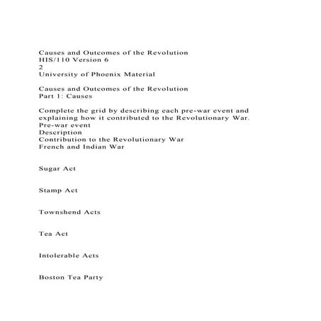 Causes and Outcomes of the RevolutionHIS110 Version 62Uni.docx