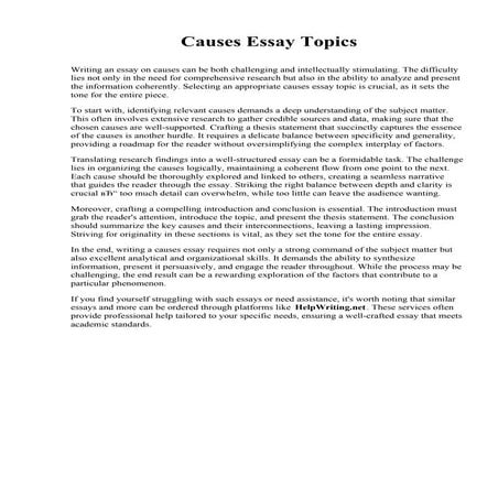 The causal analysis essay | PPT