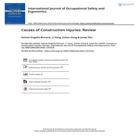 Causes of Construction Injuries.pdf | Injuries | Diseases and Conditions