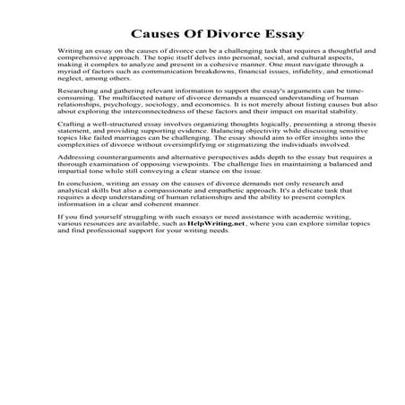 Causes Of Divorce Essay | PDF