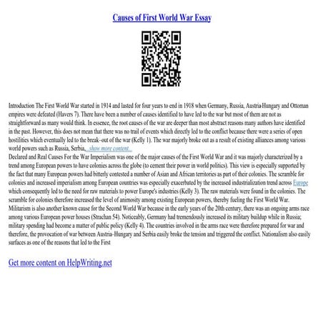 Cause Of World War 1 Essay | PDF