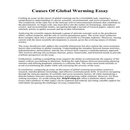 Causes Of Global Warming Essay | PDF
