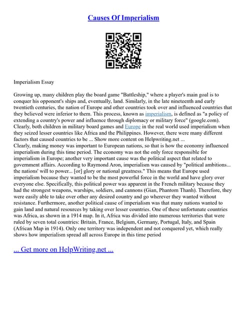 Dbq Essay On Imperialism | PDF