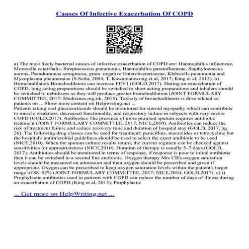Causes Of Infective Exacerbation Of COPD | PDF