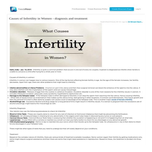 Causes of Infertility in Women - diagnosis and treatment | PDF