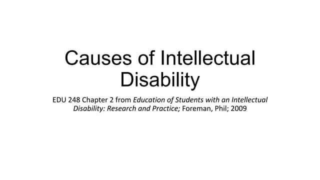 Perinatal and postnatal causes of intellectual disabilities chapter 2 ...