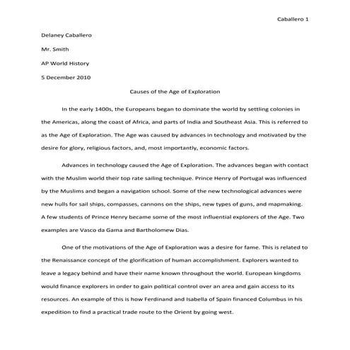 Causes of the Age of Exploration | DOCX