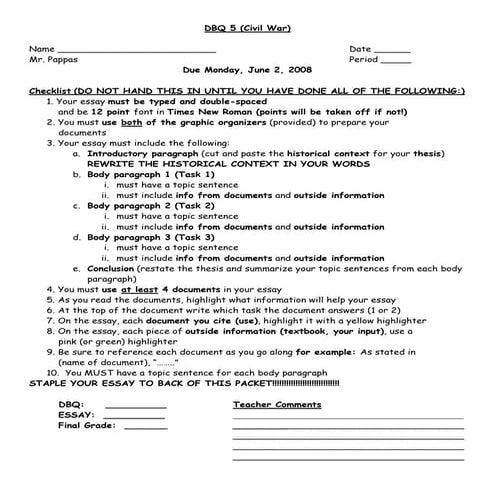 Causes of the civil war dbq w/questions | PDF