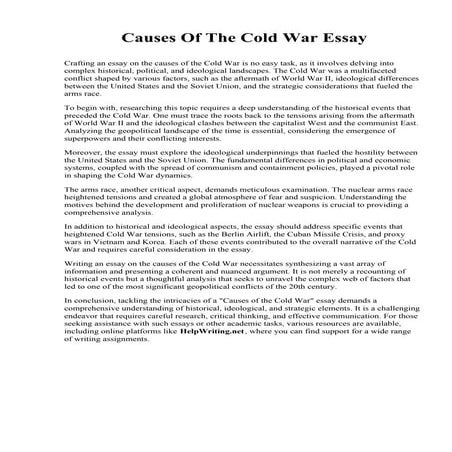 Causes Of The Cold War Essay | PDF